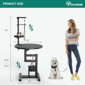 YITAHOME Electric Lift Dog Grooming Table 24" Rotating Desktop Pet Grooming Table for Small Dogs Cats, Adjustable Overhead Arm & Tool Organizer Dog Grooming Station, Black