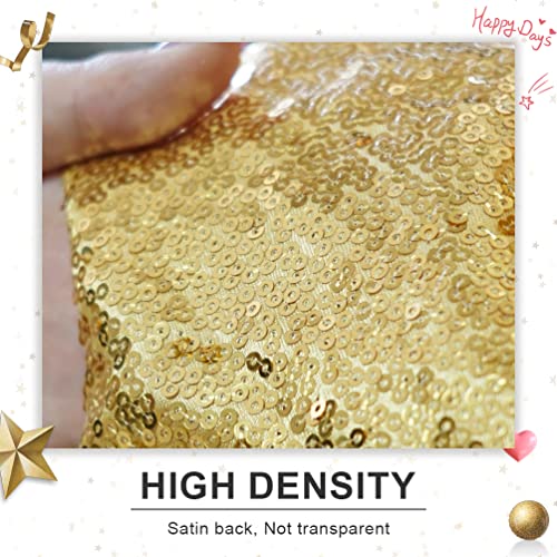 PartyDelight 2 Panels Gold 5FT X 10FT Sparkly Sequin Backdrop Curtains for Wedding, Party, Room Decorations.