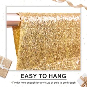 PartyDelight 2 Panels Gold 5FT X 10FT Sparkly Sequin Backdrop Curtains for Wedding, Party, Room Decorations.