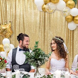 PartyDelight 2 Panels Gold 5FT X 10FT Sparkly Sequin Backdrop Curtains for Wedding, Party, Room Decorations.