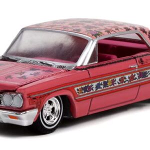 Greenlight 63010-A California Lowriders Series 1-1964 Chevy Impala Lowrider - Pink with Roses 1:64 Scale Diecast