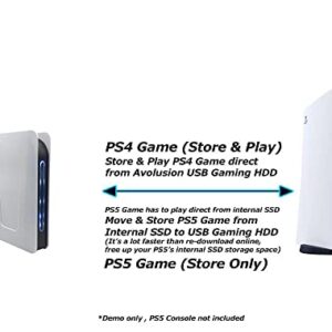 Avoluxion PRO-T5 Series 3TB USB 3.0 External Gaming Hard Drive for PS4 / PS5 Game Console (White) - 2 Year Warranty