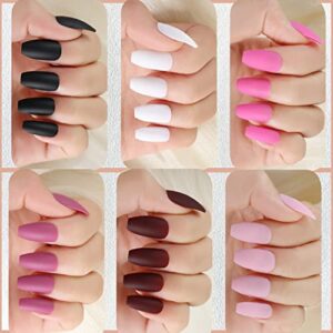 MAGIC ARMOR Coffin Gel Nail Tips - 120pcs Half Matte Long Coffin False Nails Tips Clear Acrylic Nails Coffin Shaped Ballerina Nails Tips Press On Nails Soft Gel Full Cover Coffin Nails Tips with Nail Glue for DIY Nail Extensions,12 size