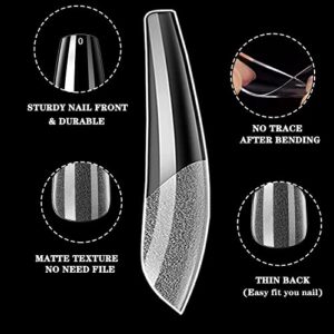 MAGIC ARMOR Coffin Gel Nail Tips - 120pcs Half Matte Long Coffin False Nails Tips Clear Acrylic Nails Coffin Shaped Ballerina Nails Tips Press On Nails Soft Gel Full Cover Coffin Nails Tips with Nail Glue for DIY Nail Extensions,12 size