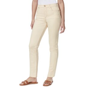 gloria vanderbilt women's amanda classic high rise tapered jean, almond cream