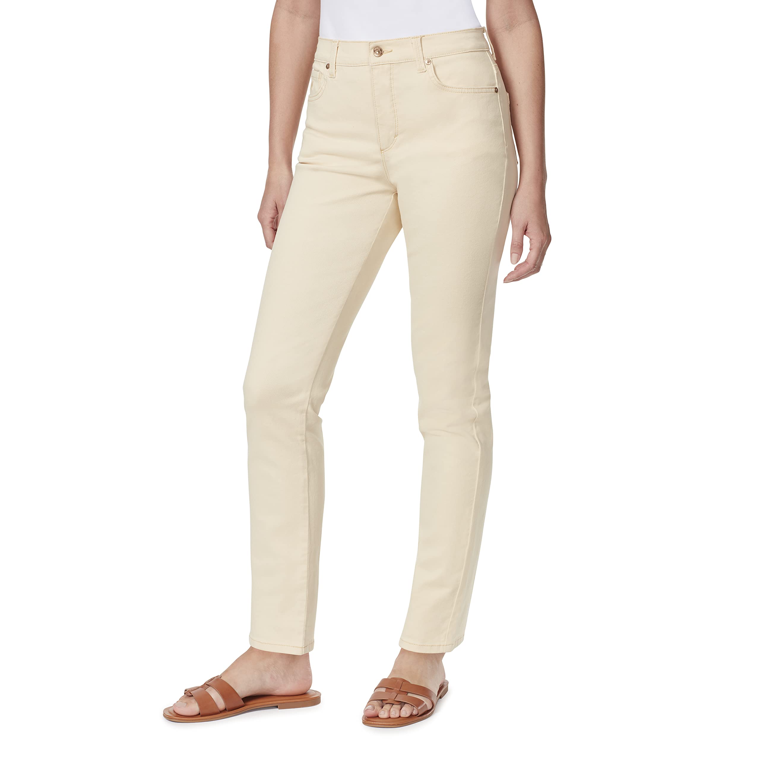 Gloria Vanderbilt Women's Amanda Classic High Rise Tapered Jean, Almond Cream