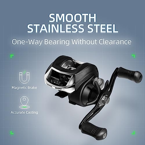 HANDING Baitcasting Reels 6.3:1 Gear Ratio 18LB Max Drag Drag 7oz Magnetic Braking System 2000 Series Casting Reel for Beginner (Left Hand)