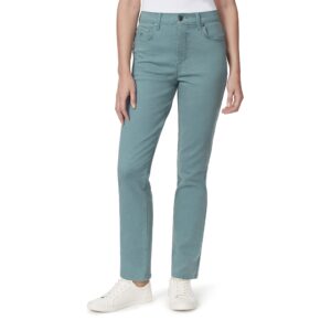 gloria vanderbilt women's amanda classic high rise tapered jean, aegean teal, 14 short