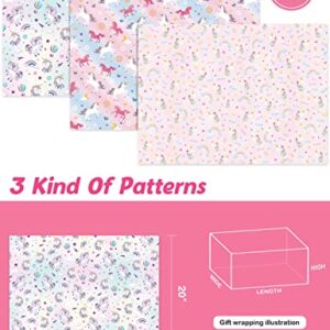 Unicorn Wrapping Paper - 10 Sheet 20'' x 27'' Unicorn Gift Wrapping Paper Girls Birthday Wrapping Paper Pink Wrapping Paper Child Gift Wrap Paper Wrapping Paper Kids Girls Birthday Wrapping Paper