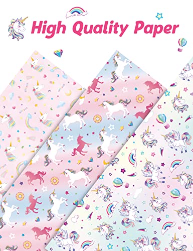 Unicorn Wrapping Paper - 10 Sheet 20'' x 27'' Unicorn Gift Wrapping Paper Girls Birthday Wrapping Paper Pink Wrapping Paper Child Gift Wrap Paper Wrapping Paper Kids Girls Birthday Wrapping Paper