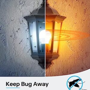 KINDEEP Yellow LED Bug Light Bulbs Outdoor 23W, A21 Amber Light Bulb 150W-200W Equivalent, 2000K Outdoor Light Bulbs for Porch, Patio, Deck, Backyard, E26 Base, Non-Dim, 2 Pack