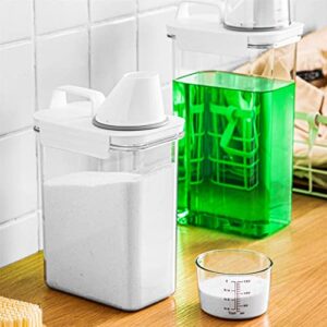 QXPDD Airtight Laundry Detergent Dispenser with Measuring Cup, Clear Laundry Powder Detergent Storage Box, Washing Powder Container Storage Bucket Detergent Box,1100ML