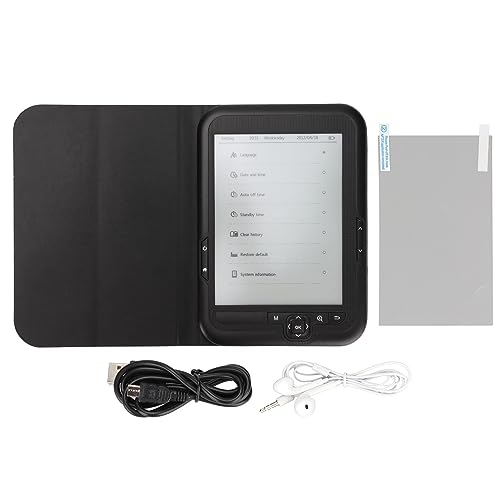 E Reader with Electronic Ink Screen, Headphone and Leather Case, Portable 6 Inch 800x600 Resolution Display E Book Reader, Electronic Digital Book Read, Support 32GB TF Card (8GB)