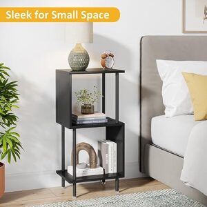 Book Shelf Bookcase, Modern Small Bookshelf for Small Spaces: S-Shaped Wooden Bookshelf Corner Bookshelf for Living Room Bedroom Home Office, Black Bookshelves and Bookcases Storage Organizer, 3-Tier