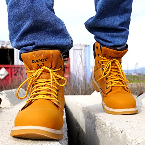 HI-TEC Axel Steel Toe Waterproof Work Boots for Men, Slip Resistant Industrial & Construction Boots with Safety Toe, 7 Inch - Tan, 15 Extra Wide