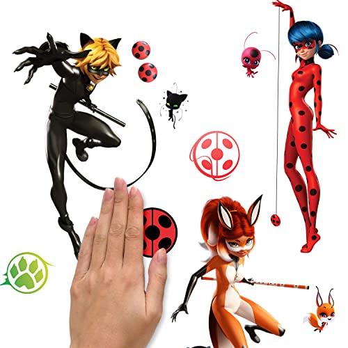 RoomMates RMK5331SCS Miraculous Tales of Ladybug and Cat Noir Peel and Stick Wall Decals, Multi