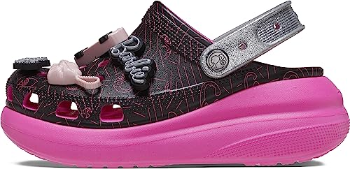 Crocs Unisex Barbie Classic Crush Clogs | Platform Shoes, Black, 5 US Men