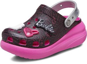 crocs unisex barbie classic crush clogs | platform shoes, black, 5 us men