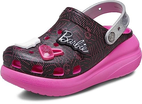 Crocs Unisex Barbie Classic Crush Clogs | Platform Shoes, Black, 5 US Men