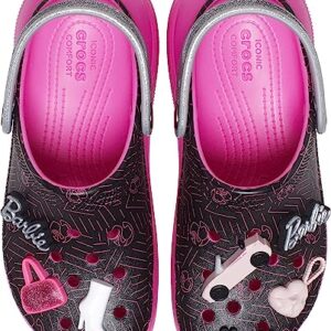 Crocs Unisex Barbie Classic Crush Clogs | Platform Shoes, Black, 5 US Men