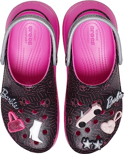 Crocs Unisex Barbie Classic Crush Clogs | Platform Shoes, Black, 5 US Men