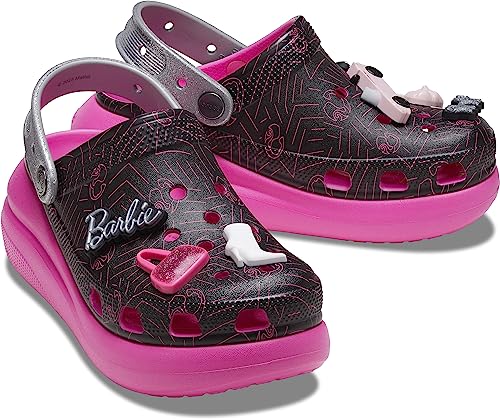 Crocs Unisex Barbie Classic Crush Clogs | Platform Shoes, Black, 5 US Men