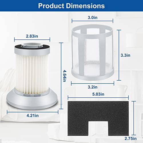 Filter Replacement Compatible with Bissell 2156, 2156A, 1665, 16652, 1665W Zing Canister Vacuum Cleaner, Replace Part 1613056, 2PCs 2156A Filter + 4 Post Motor (2PCS)