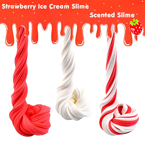 CIOAIWAE Butter Slime Kit,Strawberry Slime Super Soft and Non-Sticky, Party Favors Slime Toys for Girls Boys (7oz 200ML)