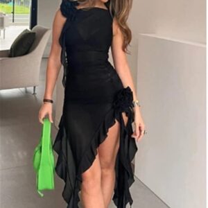 Ruffle Tube Dress for Women Split Skirt Y2k Sleeveless Open Back Dress Rendezvous Dress Blush Dress