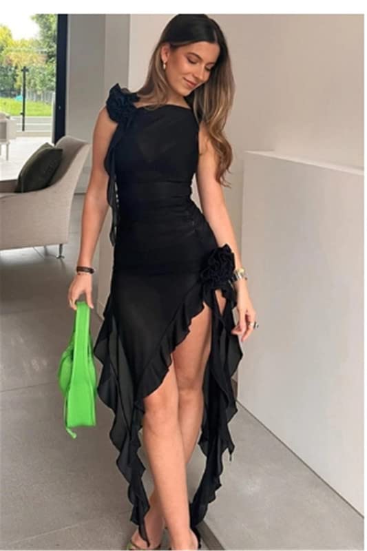 Ruffle Tube Dress for Women Split Skirt Y2k Sleeveless Open Back Dress Rendezvous Dress Blush Dress