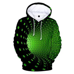 Mens Hoodies,Long Sleeve Tunic Sweatshirt Zipper Hoodies For Men   Sudaderas De Hombre Unisex Men's 3D Printing Creative Round Neck Casual Long Shirts Top Blouse Zip Up Sweatshirt(Green-6,Small)