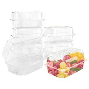 50 pcs clear plastic hinged take out containers disposable clamshell food cake containers with lids 7.3 x 4.9 x 3.8 inch for dessert, cakes, cookies, salads, pasta, sandwiches