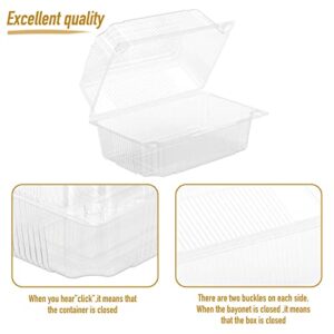 50 Pcs Clear Plastic Hinged Take Out Containers Disposable Clamshell Food Cake Containers with Lids 7.3 x 4.9 x 3.8 inch for Dessert, Cakes, Cookies, Salads, Pasta, Sandwiches