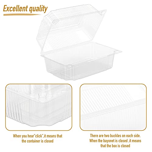 50 Pcs Clear Plastic Hinged Take Out Containers Disposable Clamshell Food Cake Containers with Lids 7.3 x 4.9 x 3.8 inch for Dessert, Cakes, Cookies, Salads, Pasta, Sandwiches