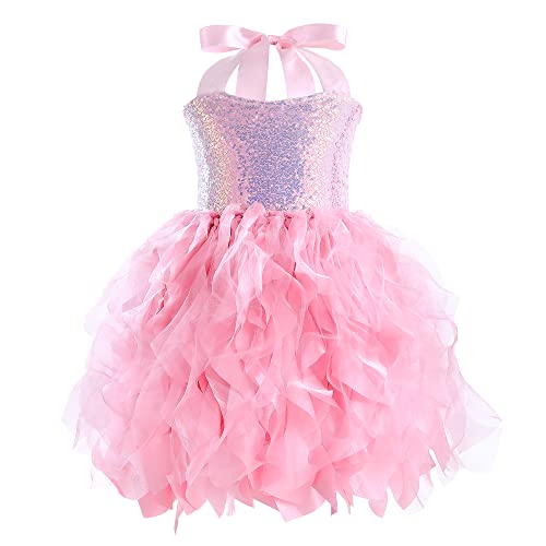 Pink Tutu Dress for Toddler Girls Pink Sequin Tulle Fancy Princess Dresses for Girls Prom Birthday Party Outfit 3-4T