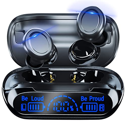 Wireless Earbuds Bluetooth 5.3 Headphones,160hrs Playback Button Control IP6 Waterproof Earphones In-Ear Power Display TWS Ear Buds with Mic and 1800mAh Charging Case Stereo Bass for Workout Sport