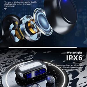 Wireless Earbuds Bluetooth 5.3 Headphones,160hrs Playback Button Control IP6 Waterproof Earphones In-Ear Power Display TWS Ear Buds with Mic and 1800mAh Charging Case Stereo Bass for Workout Sport