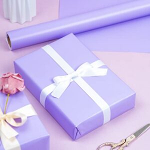 LeZakaa Violet Wrapping Paper Roll - Solid Colored Paper for Birthday, Valentine's, Mother's Day, Holiday - 17 inches x 32.8 Feet (47.23 sq.ft.)