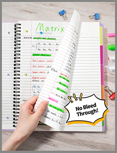 SUNEE 5 Subject Notebook College Ruled - 300 Pages, 8.2"x10.8", Spiral Lined Notebook with 5 Pocket Colored Dividers, 3-Hole Punched Paper, Purple Notebooks for School Supplies, Home & Office, Writing Journal