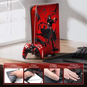 TESSGO PS 5 Skin Disc Edition Anime Console and Controller Vinyl Sticker, Durable, Scratch Resistant, Bubble-Free, Precisely Line Up, Compatible with Play-Station 5