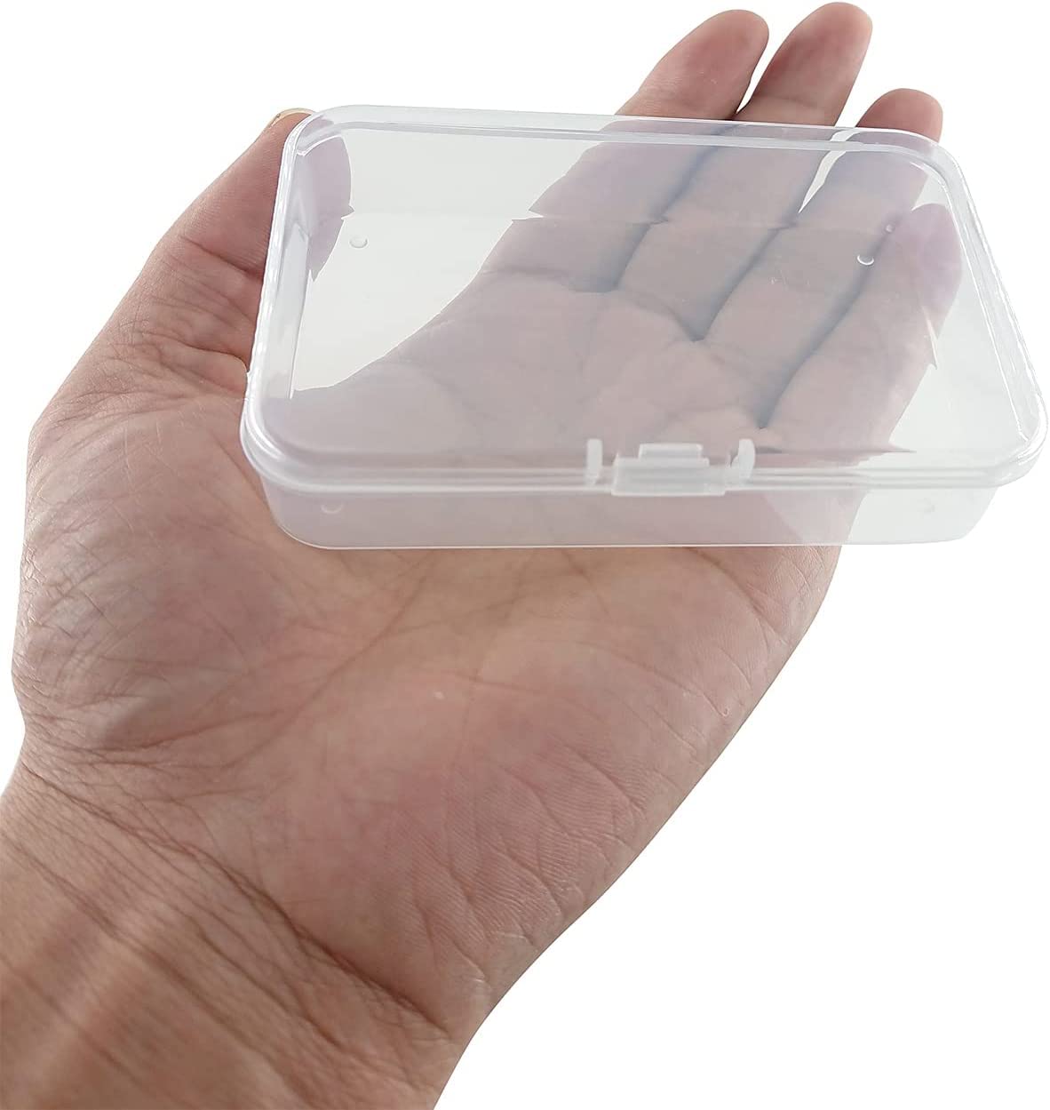 MFDSJ 6 Pcs Mini Plastic Storage Containers Box with Lid, 3.5x2.4 Inches Clear Rectangle Box for Collecting Small Items, Beads, Game Pieces, Business Cards, Crafts Accessories