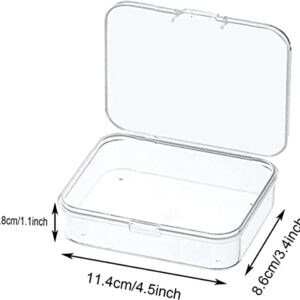 MFDSJ 6 Pcs Mini Plastic Storage Containers Box with Lid, 4.5x3.4 Inches Clear Rectangle Box for Collecting Small Items, Beads, Game Pieces, Business Cards, Crafts Accessories