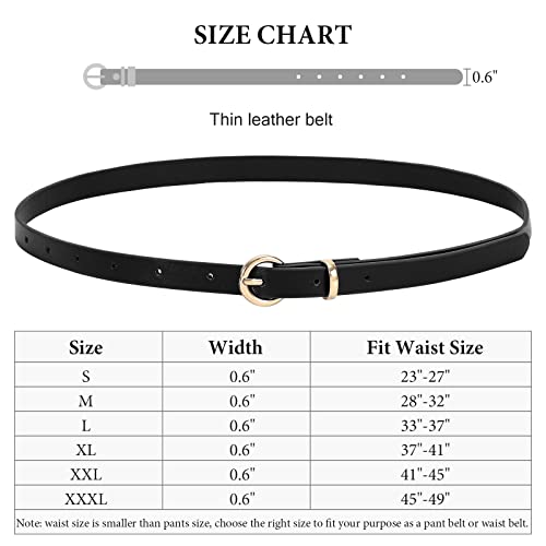 XZQTIVE 4 Pieces Women Thin Leather belt for Dress Pant Jeans Short Skinny Waist Belts With Gold Circle Buckle