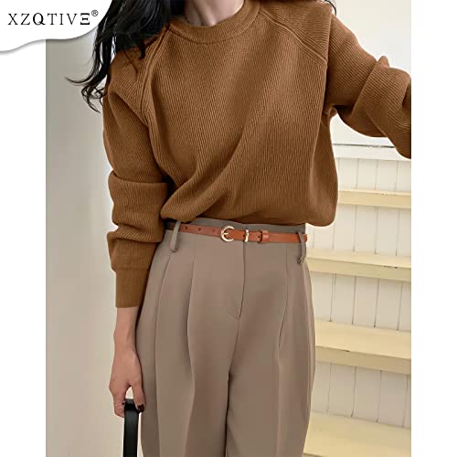 XZQTIVE 4 Pieces Women Thin Leather belt for Dress Pant Jeans Short Skinny Waist Belts With Gold Circle Buckle