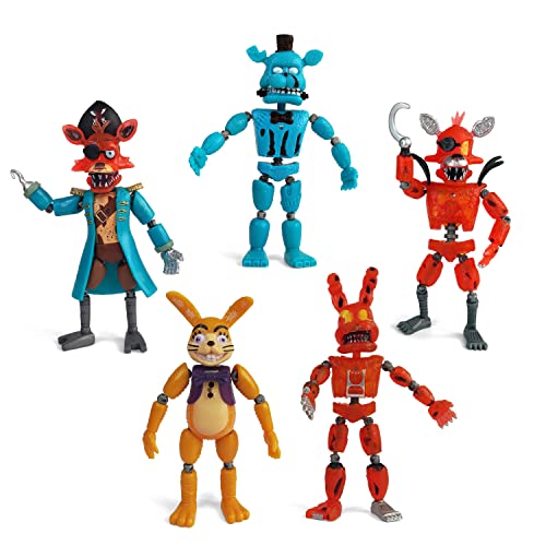 Toysvill Inspired by Five Nights at Freddy's | Pirates | Freddy's Action Figures Toys (FNAF) Set of 5 [Freddy, Bonnie, Fazbear, Curse of Dreadbear and Captain Foxy]