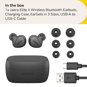 Jabra Elite 4 True Wireless Earbuds - Active Noise Cancelling Headphones - Discreet & Comfortable Bluetooth Earphones, Laptop, iOS and Android Compatible - Dark Grey