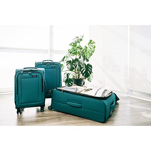 Samsonite Saire LTE Softside Expandable Luggage Wheels, Pine Green, Carry On Spinner