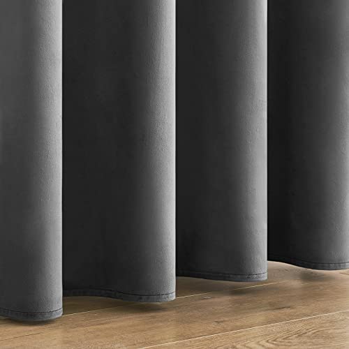 ANRODUO Grey Velvet Curtains 96 Inches Long Blackout Insulated Soundproof Curtain Panels for Living Room Privacy Grommet Window Drapes for Bedroom Luxury Curtains Room Decor W52 x L96 Set of 2