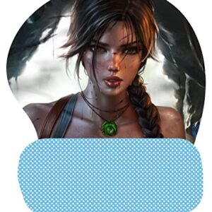 JWZPILLOW Tomb Raider 3D Anime Mouse Pads with Silicone Gel Wrist Rest Non-Slip Gaming Mousepads (Laura)