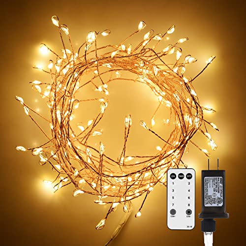 Fairy Lights Plug in, 10Feet 200 Led Fairy Lights 8 Modes Fairy Lights with Remote Fairy Lights for Bedroom Wreath Garden Party Window Wedding Christmas Tree Decoration,Warm White